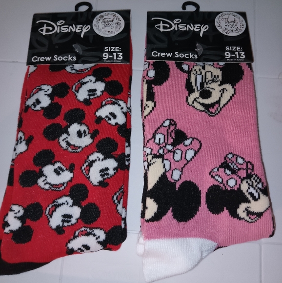 Disney | Other | Disney Mickey And Minnie Mouse Crew Socks | Poshmark